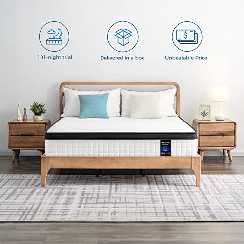 Inofia Full Mattress, 10 Inch Full Size Hybrid Mattress in A Box, Motion Isolation Pocketspring Bed in A Box, Medium Firm, Cooling Sleeping & Pressure Relief