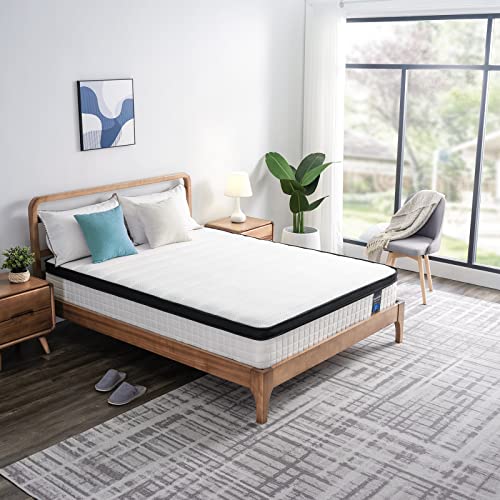 Inofia Full Mattress, 10 Inch Full Size Hybrid Mattress in A Box, Motion Isolation Pocketspring Bed in A Box, Medium Firm, Cooling Sleeping & Pressure Relief