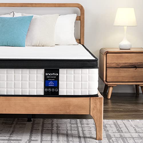 Inofia Full Mattress, 10 Inch Full Size Hybrid Mattress in A Box, Motion Isolation Pocketspring Bed in A Box, Medium Firm, Cooling Sleeping & Pressure Relief