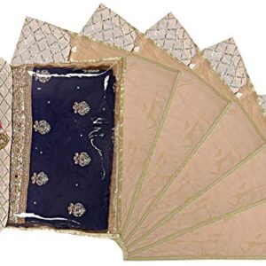 Kuber Industries Silk 6 Pieces Single Packing Saree Cover (Gold), CTKTC10232