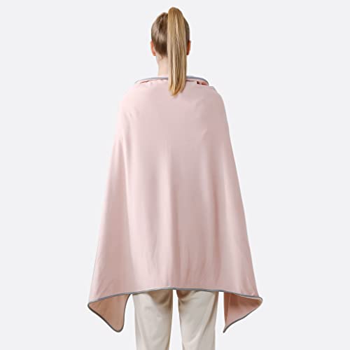 Snuggle Sac Super Soft Velvet Dusty Pink Wearable Blanket Portable Cozy Poncho Throw Lightweight Shawl Wrap for Sofa Couch Bed Travel