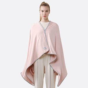 Snuggle Sac Super Soft Velvet Dusty Pink Wearable Blanket Portable Cozy Poncho Throw Lightweight Shawl Wrap for Sofa Couch Bed Travel