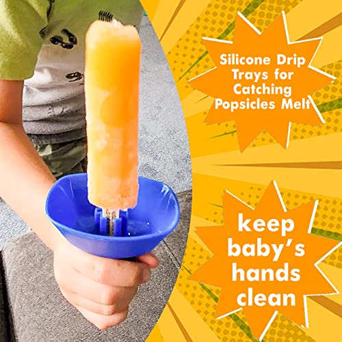 4pcs Drip Free Popsicle Holder - Popsicle Holders for Kids Mess Free Frozen Treats Holder with Straw