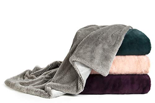 Sleeping Partners Super Soft Double Layer Faux Fur Blanket, 50"x70", Grape/Wine, Throw, Purple