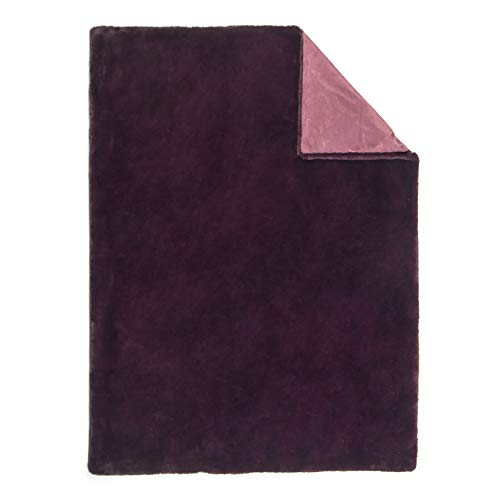 Sleeping Partners Super Soft Double Layer Faux Fur Blanket, 50"x70", Grape/Wine, Throw, Purple