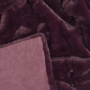 Sleeping Partners Super Soft Double Layer Faux Fur Blanket, 50"x70", Grape/Wine, Throw, Purple