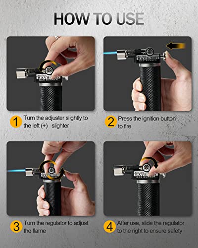 ravs Butane Torch Lighter with DUAL Flame Mode, Refillable Kitchen Torch Lighter Cooking Torch, Blow Torch with Safety Lock and Adjustable Flame, Soldering Torch for Welding, Resin Art, Industrial