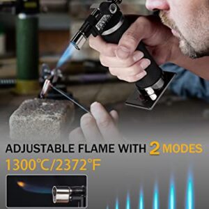 ravs Butane Torch Lighter with DUAL Flame Mode, Refillable Kitchen Torch Lighter Cooking Torch, Blow Torch with Safety Lock and Adjustable Flame, Soldering Torch for Welding, Resin Art, Industrial