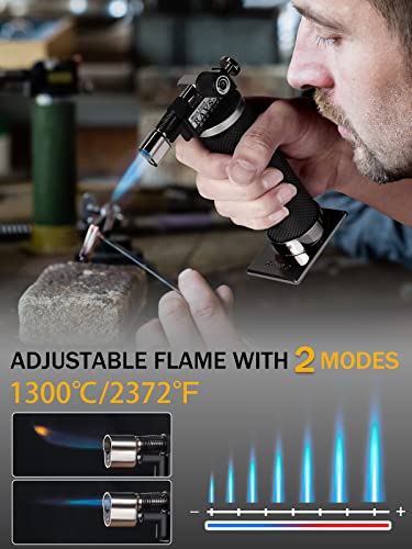 ravs Butane Torch Lighter with DUAL Flame Mode, Refillable Kitchen Torch Lighter Cooking Torch, Blow Torch with Safety Lock and Adjustable Flame, Soldering Torch for Welding, Resin Art, Industrial