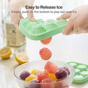 Ice Cube Tray Rose, MEETRUE Rose Shaped Ice Tray Silicone Ice Cube Tray with Lid Ice Molds Making 9 x 1.2'' Rose Ice Cube Trays for the freezer, Novelty Drink Tray For Chilled Cocktails Juice Drink