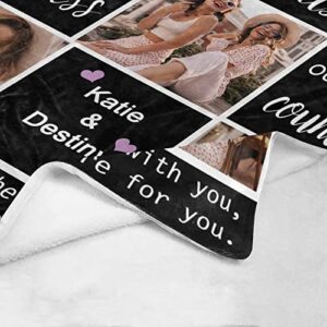 InterestPrint Personalized Friendship Blankets Photo Collage Gift, Custom Best Friend Forever Blanket for Women Gifts for Besties, Blanket Multi X