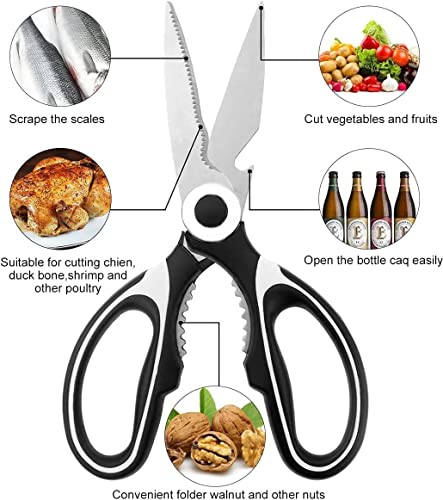 Kitchen Shears, Sharp Stainless Steel Kitchen Scissors, All-purpose Heavy Duty Scissors Essential in Kitchen Gadgets, Dishwasher Safe