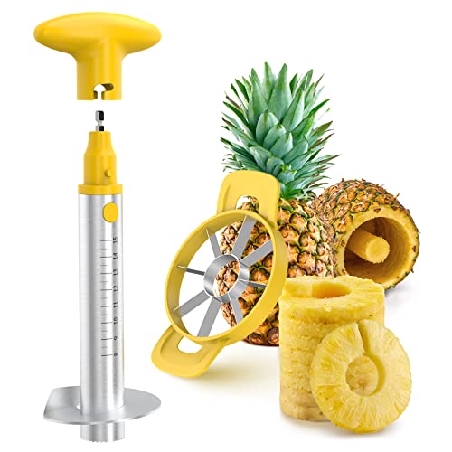 SZ LINGKE Pineapple Corer and Slicer Tool, [Upgraded, Electric & Manual] Stainless Steel Pineapple Cutter for Easy Core Removal and Slicing, Durable Pineapple Slicer with Electric Drill Accessory