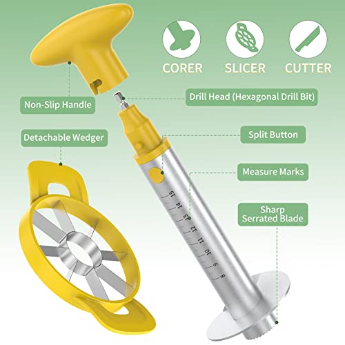 SZ LINGKE Pineapple Corer and Slicer Tool, [Upgraded, Electric & Manual] Stainless Steel Pineapple Cutter for Easy Core Removal and Slicing, Durable Pineapple Slicer with Electric Drill Accessory