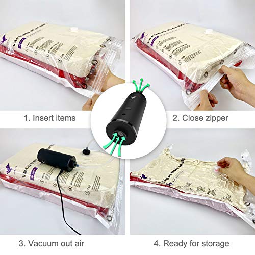 Travel Vacuum Storage Bags with Electric Pump, Medium Small Space Saver Bags for Travel and Home Use