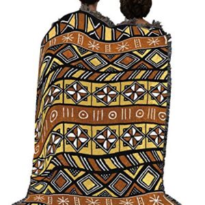 Pure Country Weavers Bogolan Mud Cloth Blanket - African Cultural Gift Tapestry Throw Woven from Cotton - Made in The USA (72x54)