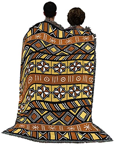 Pure Country Weavers Bogolan Mud Cloth Blanket - African Cultural Gift Tapestry Throw Woven from Cotton - Made in The USA (72x54)