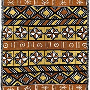 Pure Country Weavers Bogolan Mud Cloth Blanket - African Cultural Gift Tapestry Throw Woven from Cotton - Made in The USA (72x54)