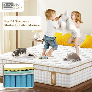 BedStory Full Size Mattress 12 Inch Medium Firm Hybrid Mattress, Pressure Relieving Memory Foam and Individual Pocket Springs, Double Bed Mattress in a Box Made in USA