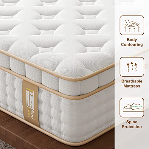 BedStory Full Size Mattress 12 Inch Medium Firm Hybrid Mattress, Pressure Relieving Memory Foam and Individual Pocket Springs, Double Bed Mattress in a Box Made in USA