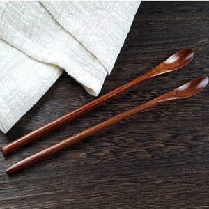 Wooden Coffee Spoons Long Handle Wooden Tea spoon Wooden Mixing Honey Spoon Handmade Wood Stirring Spoon for Kitchen Stirring Dessert Honey Spoons(9PCS)