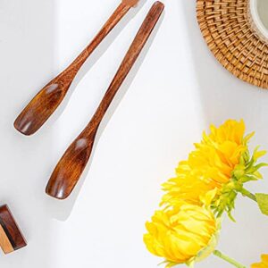 Wooden Coffee Spoons Long Handle Wooden Tea spoon Wooden Mixing Honey Spoon Handmade Wood Stirring Spoon for Kitchen Stirring Dessert Honey Spoons(9PCS)