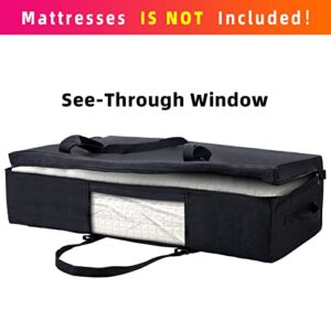 RISURRY 61 x 28 x 18 inches Tri Folding Mattress Storage Bag Compatible with Millard Trifold Mattress, Carrying Case for Tri-Fold Memory Foam Mattress Fit Queen Size Mattress (Bag Only), Black