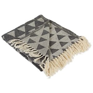 dii mid-century modern decorative triangle woven throw, 50x60, black