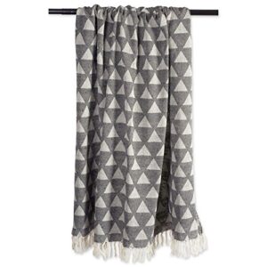 DII Mid-Century Modern Decorative Triangle Woven Throw, 50x60, Black