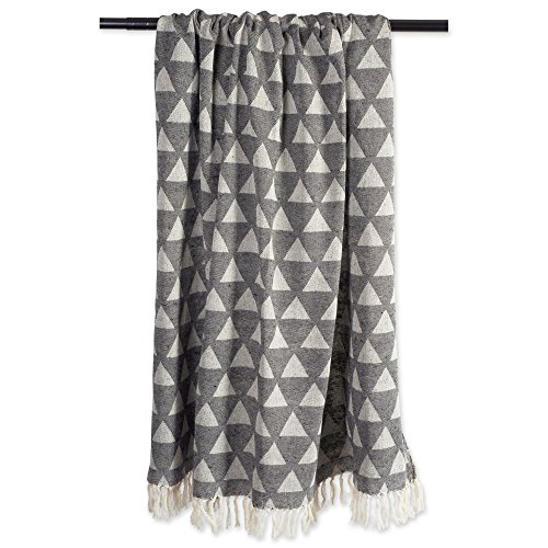 DII Mid-Century Modern Decorative Triangle Woven Throw, 50x60, Black