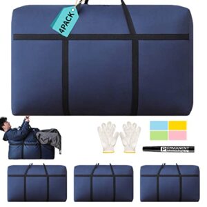 extra large storage bag for moving heavy duty,blue bags for moving,packing bags for moving,bags with zipper extra large heavy duty,large moving bag，blue/black (xx-large 10+28+40+48gal)