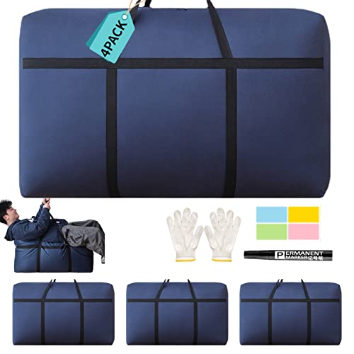 Extra Large Storage Bag for Moving Heavy Duty,Blue Bags for Moving,Packing Bags for Moving,Bags with Zipper Extra Large Heavy Duty,Large Moving Bag，Blue/Black (XX-Large 10+28+40+48GAL)