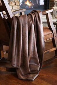 carstens, inc wyoming faux leather throw blanket, one size, brown