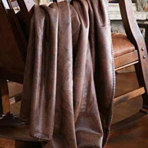 Carstens, INC Wyoming Faux Leather Throw Blanket, One Size, Brown