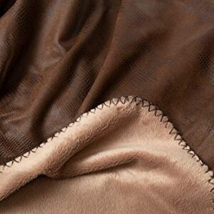 Carstens, INC Wyoming Faux Leather Throw Blanket, One Size, Brown