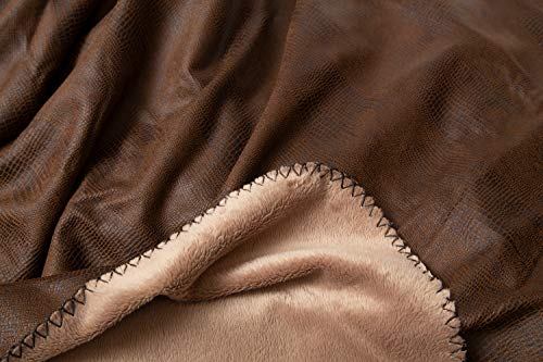 Carstens, INC Wyoming Faux Leather Throw Blanket, One Size, Brown