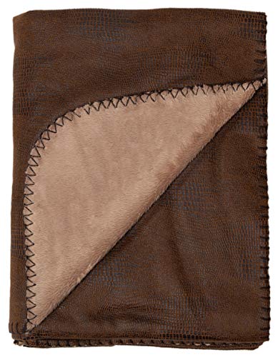 Carstens, INC Wyoming Faux Leather Throw Blanket, One Size, Brown