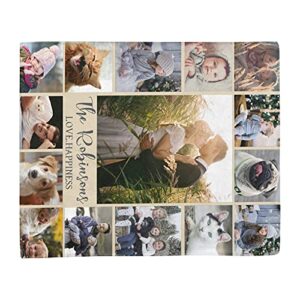 WOWPersonalTailor, Love Hapiness Using My Own Photos,Personalized Gifts for Wife Husband Custom Collages Fleece Blanket with Photo or Text Gifts for Anniversary,50X60 inch, 50x60 inch(120x150cm)