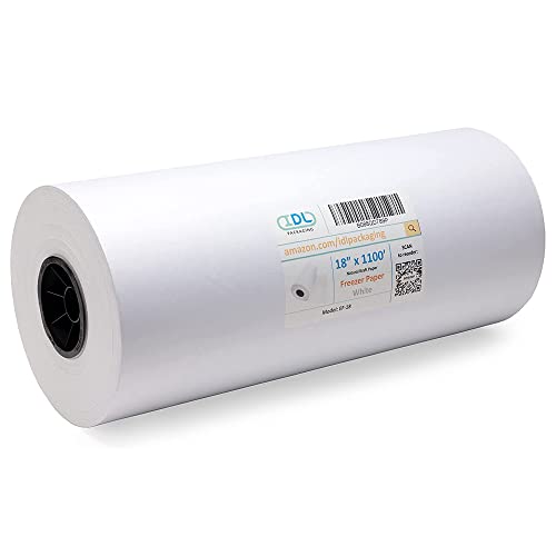 IDL Packaging 18" x 1100' Freezer Paper Roll for Meat and Fish – Plastic Coated Freezer Wrap for Maximum Protection – Safer Choice than Wax Paper – Wrapping and Freezing Food