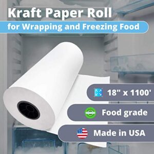 IDL Packaging 18" x 1100' Freezer Paper Roll for Meat and Fish – Plastic Coated Freezer Wrap for Maximum Protection – Safer Choice than Wax Paper – Wrapping and Freezing Food