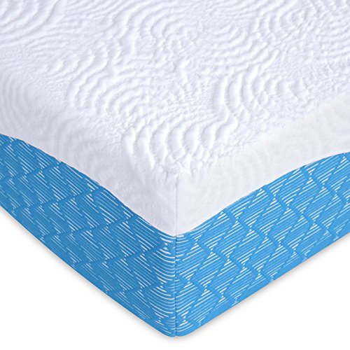 PrimaSleep 12 Inch Multi-Layered I-Gel Infused Memory Foam Mattress | White/Blue | Queen