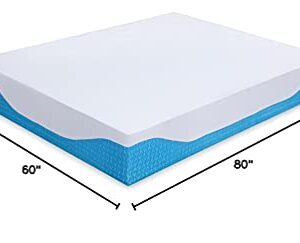 PrimaSleep 12 Inch Multi-Layered I-Gel Infused Memory Foam Mattress | White/Blue | Queen