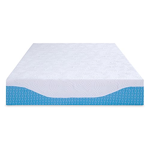 PrimaSleep 12 Inch Multi-Layered I-Gel Infused Memory Foam Mattress | White/Blue | Queen