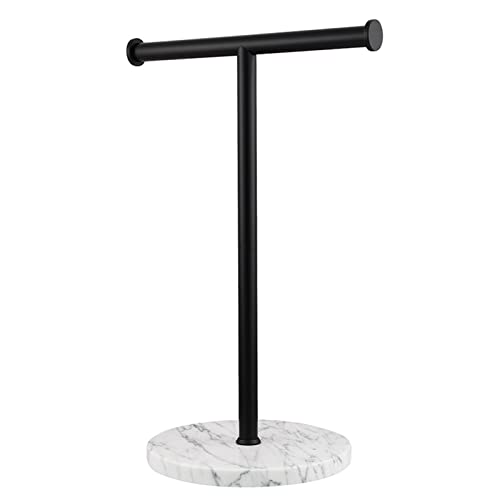 Matte Black Hand Towel Holder,304 Stainless Steel Towel Rack with Marble Base,Free Standing Hand Towel Rack for Bathroom,No Drilling