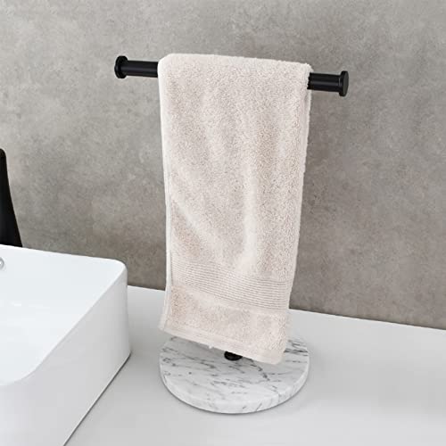 Matte Black Hand Towel Holder,304 Stainless Steel Towel Rack with Marble Base,Free Standing Hand Towel Rack for Bathroom,No Drilling