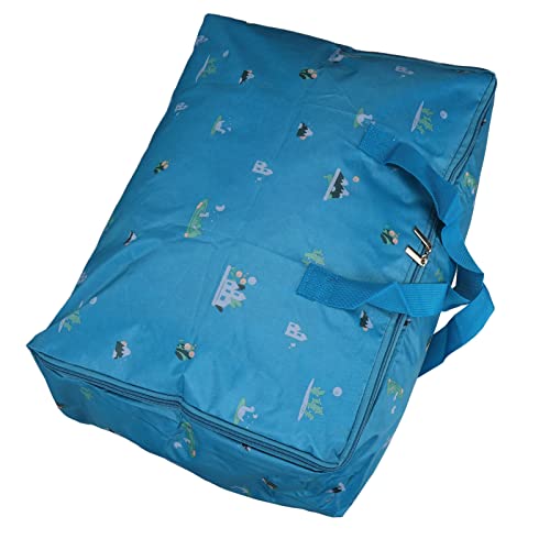 Extra Large Storage Bag,Foldable Portable Large Capacity House Moving Bags with Zippers & Carrying Handles for Moving Travelling College Dorm Camping(Blue Small House)