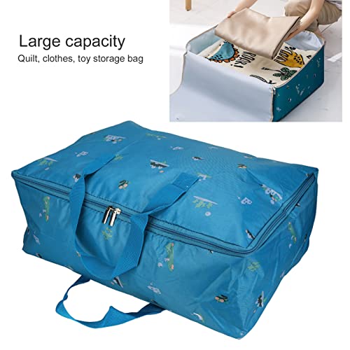 Extra Large Storage Bag,Foldable Portable Large Capacity House Moving Bags with Zippers & Carrying Handles for Moving Travelling College Dorm Camping(Blue Small House)