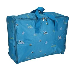 Extra Large Storage Bag,Foldable Portable Large Capacity House Moving Bags with Zippers & Carrying Handles for Moving Travelling College Dorm Camping(Blue Small House)