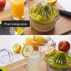 Drizom Citrus Lemon Orange Juicer Manual Hand Squeezer with Built-in Measuring Cup and Grater, 12OZ, Green