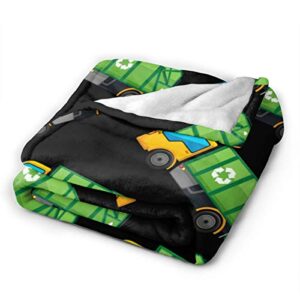 Cartoon Garbage Truck Ultra Soft Flannel Fleece All Season Light Weight Living Room/Bedroom Warm Blanket